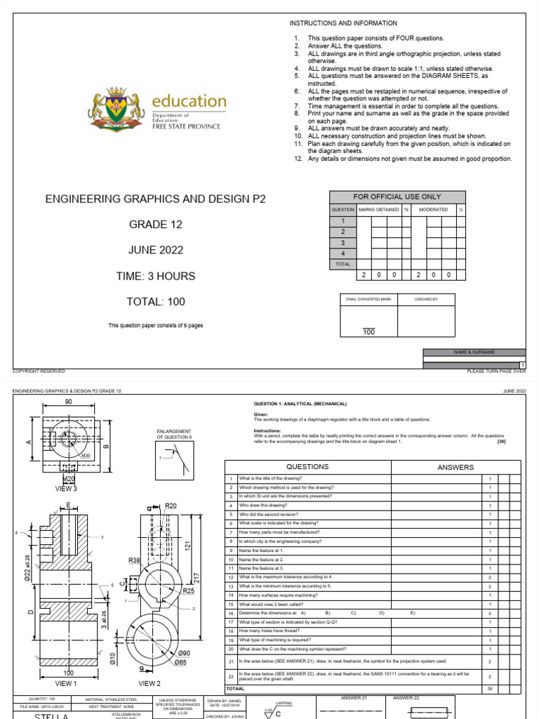 EGD - P2 - GR 12 - June 2022 - A3 | PDF | Drawing