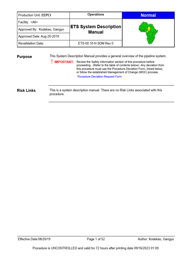 (ETS-00.10-N SDM) - (ETS System Description Manual) New | PDF | Pump | Valve