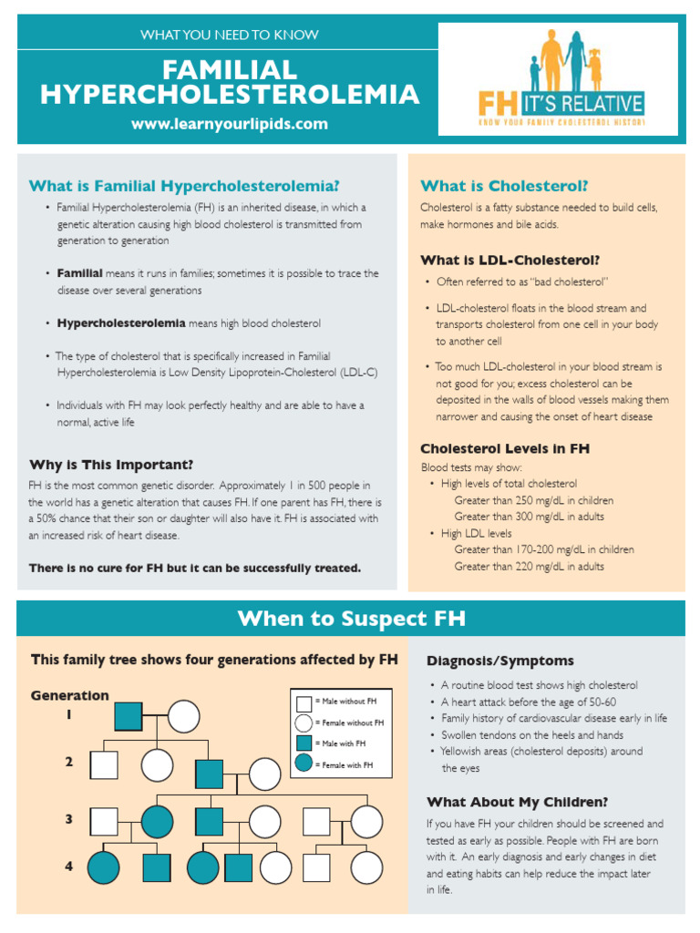 FH Patient Handout 0 0 | PDF | Hypercholesterolemia | Cholesterol