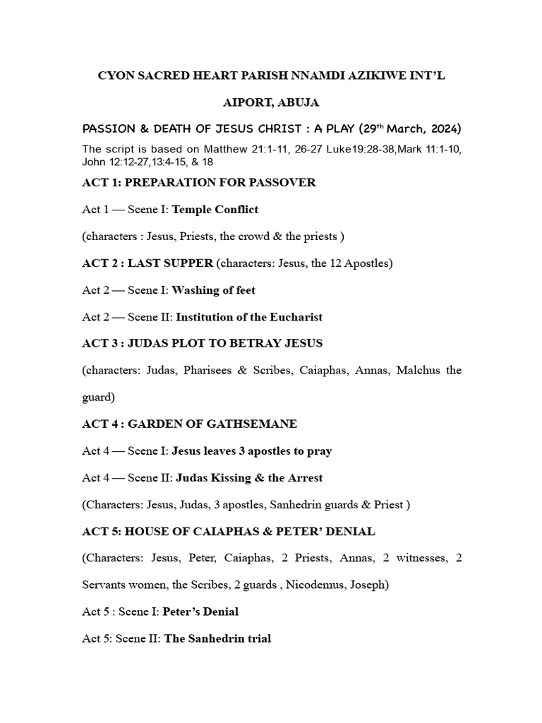 Passion Play Script for 2024 Performance | PDF | Jesus | Pontius Pilate