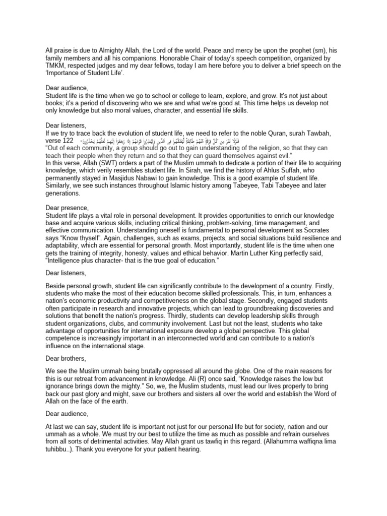 Importance of Student Life | PDF | Knowledge