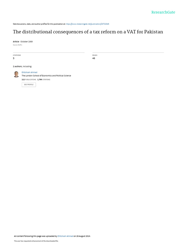 VAT Tax Reform Impact in Pakistan | PDF | Taxes | Value Added Tax