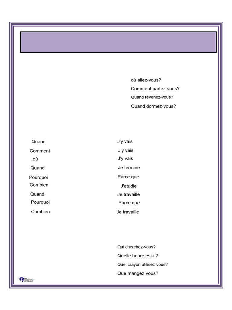 Exercices sur l'interrogation avec inversion | PDF | Échecs