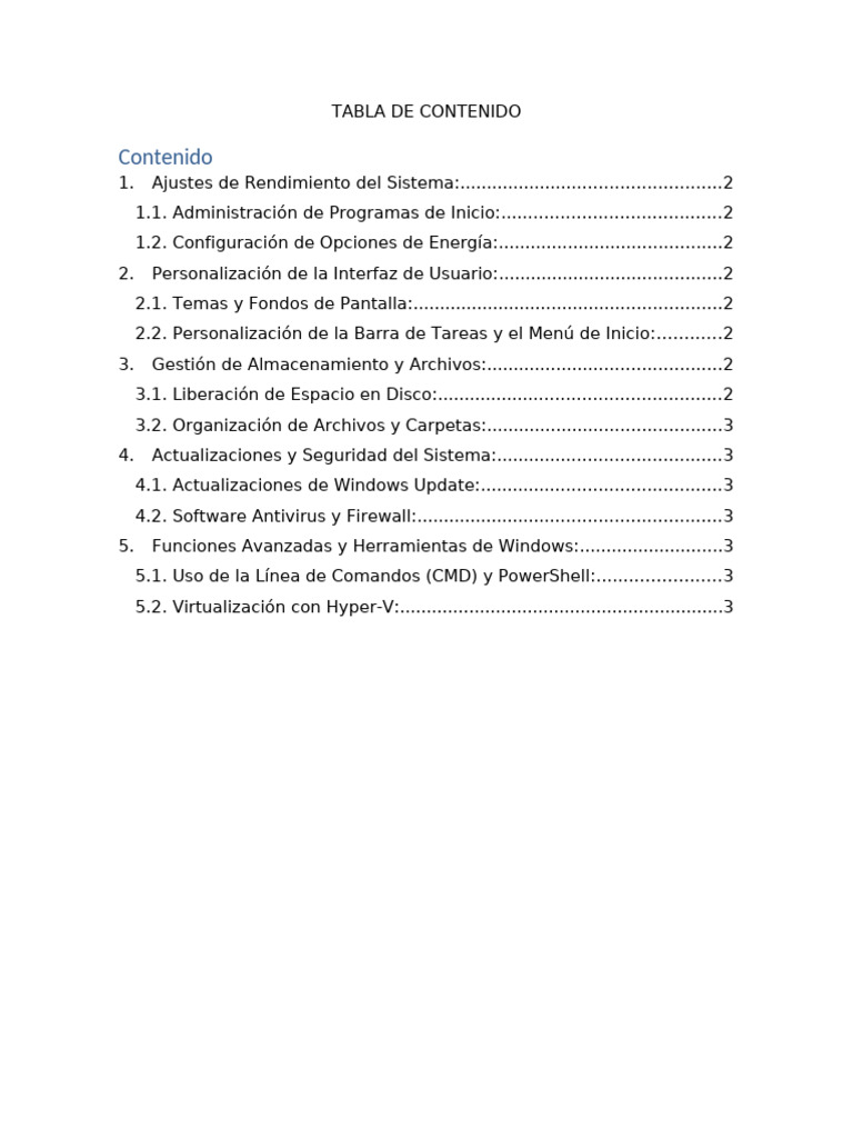 Tabla de Contenido | PDF | Interfaz de línea de comando | Microsoft Windows