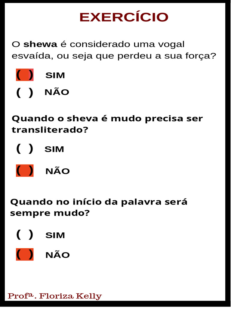 Exercício sobre Shewa na Língua Hebraica | PDF