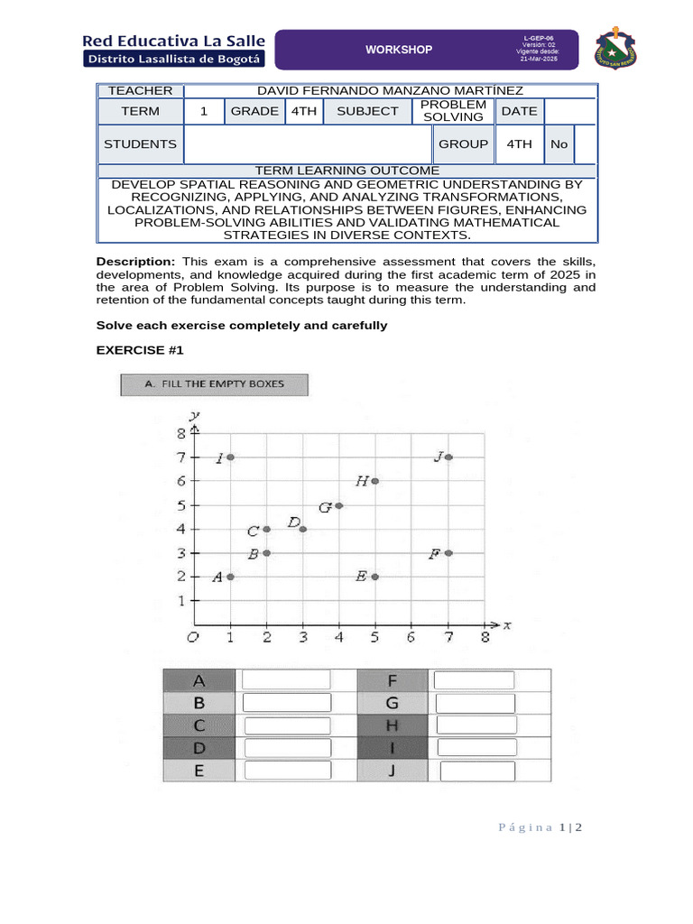 Problem Solving 4th Grade - Final Workshop | PDF