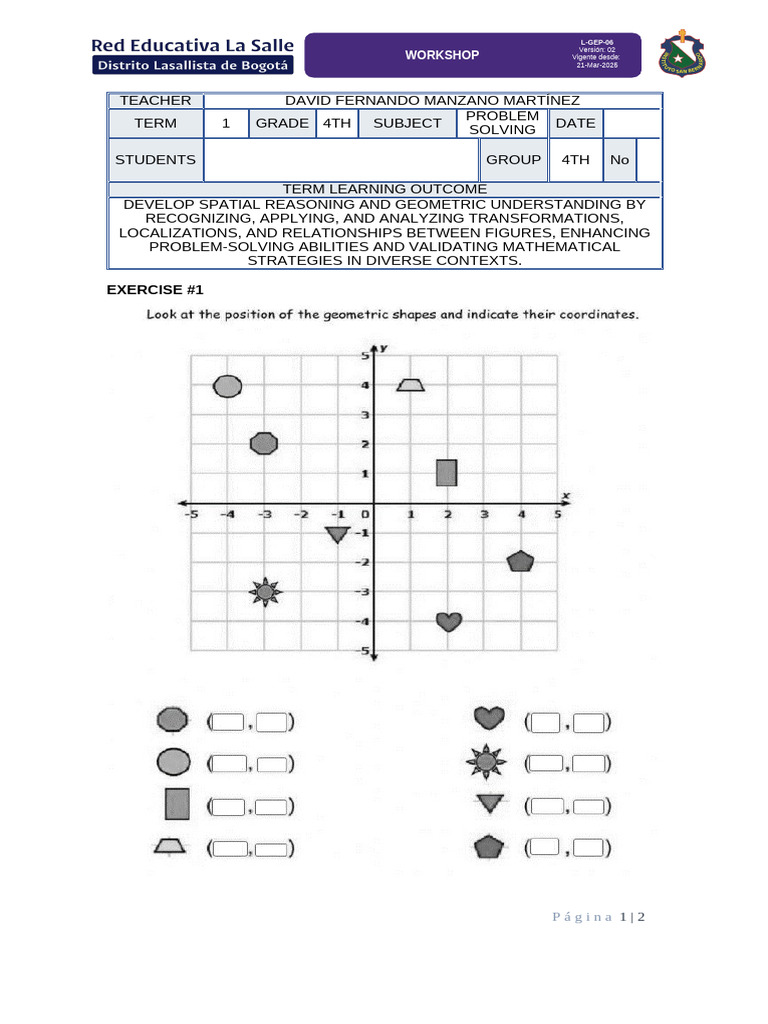 Problem Solving 4th Grade - Workshop 1 and 2 | PDF