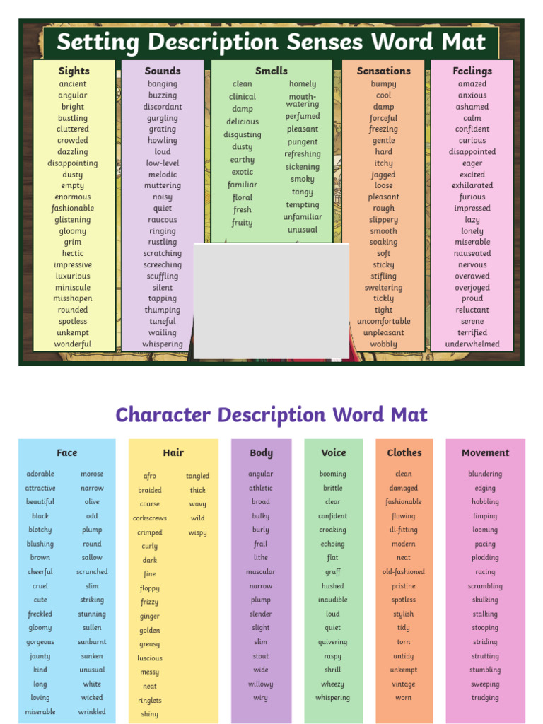 Descriptive Words-Character & Setting | PDF