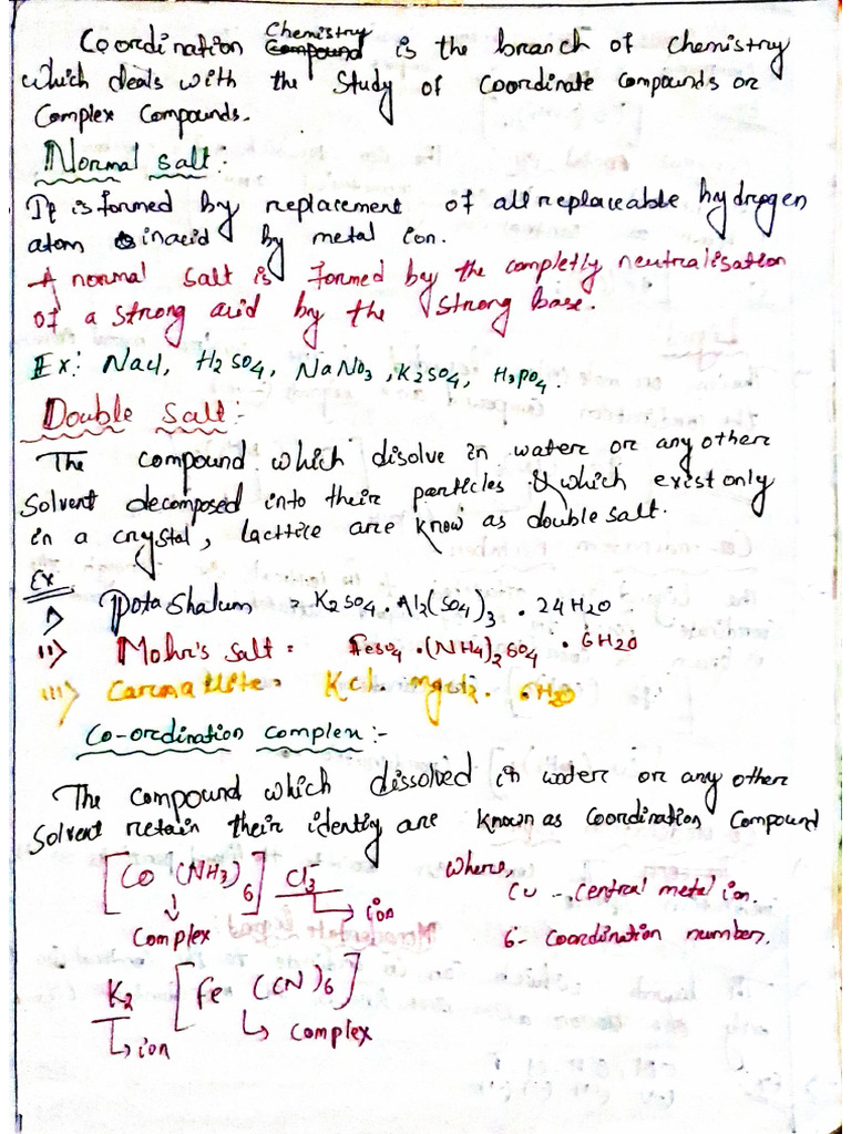 Class Xii Coordination Chemistry - Compound | PDF