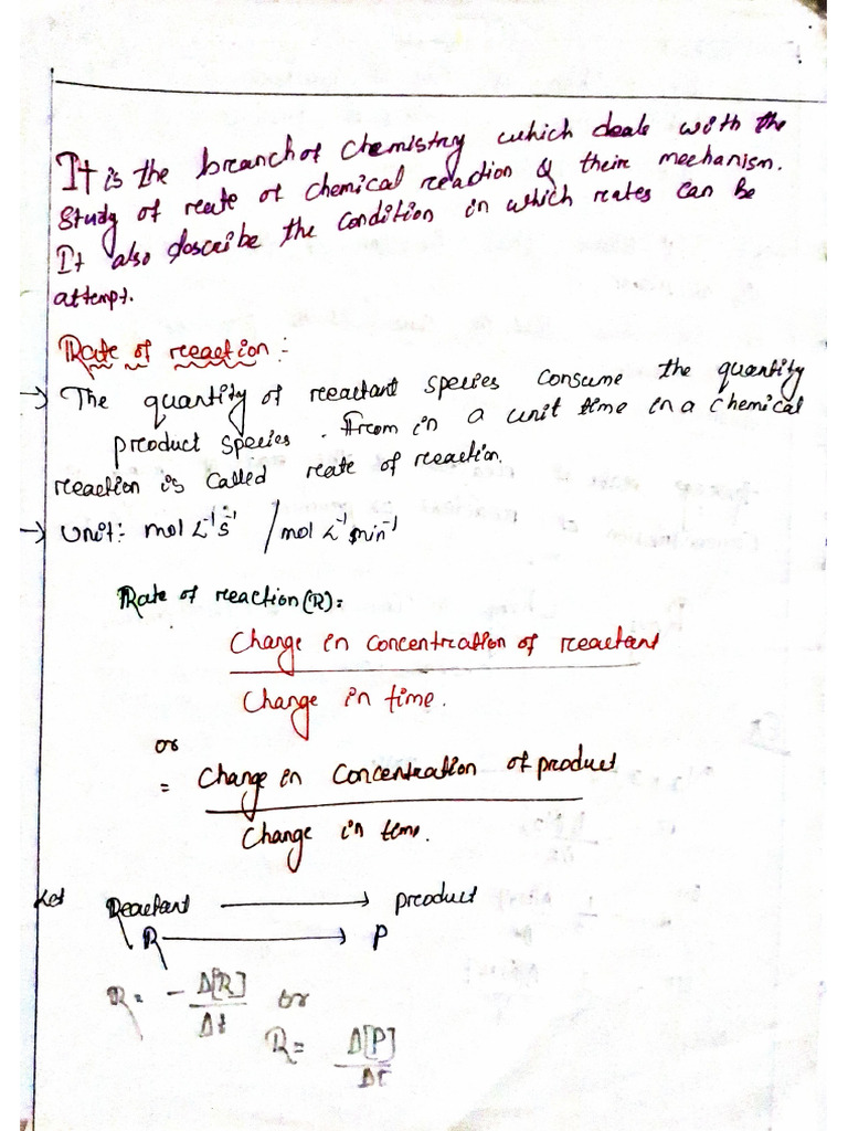Class Xii Chemical Kinetic (Chemistry) | PDF