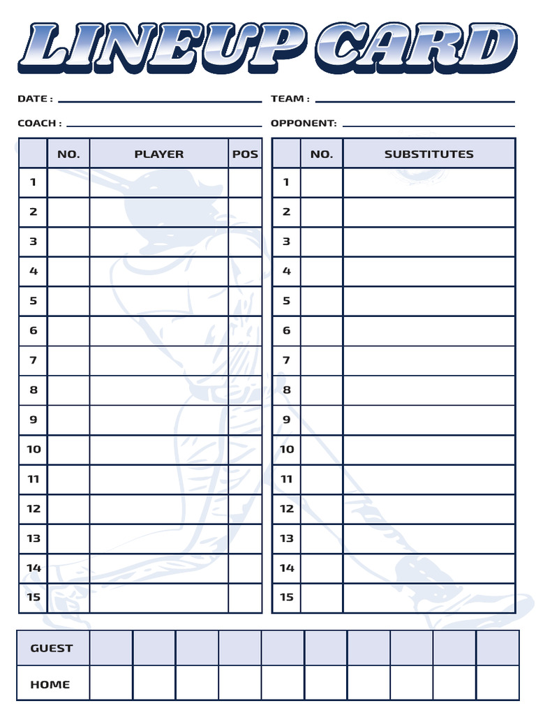 Lineup Card Light Blue With Subs To Right | PDF