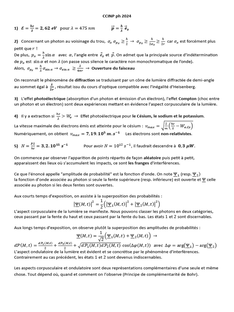 Interférences et diffraction des photons | PDF | Pouvoir de résolution ...