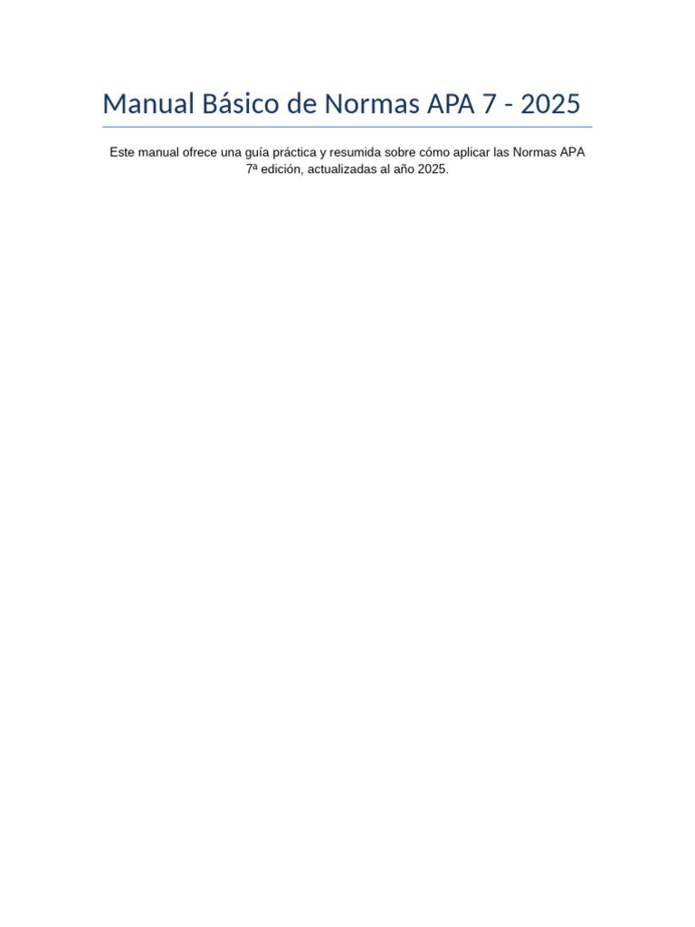 Normas APA 7ª Edición 2025: Guía Básica | PDF