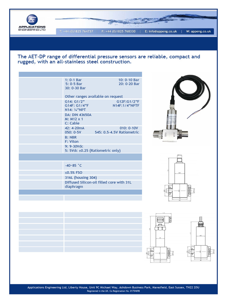 AET Differential Pressure Transducer | PDF