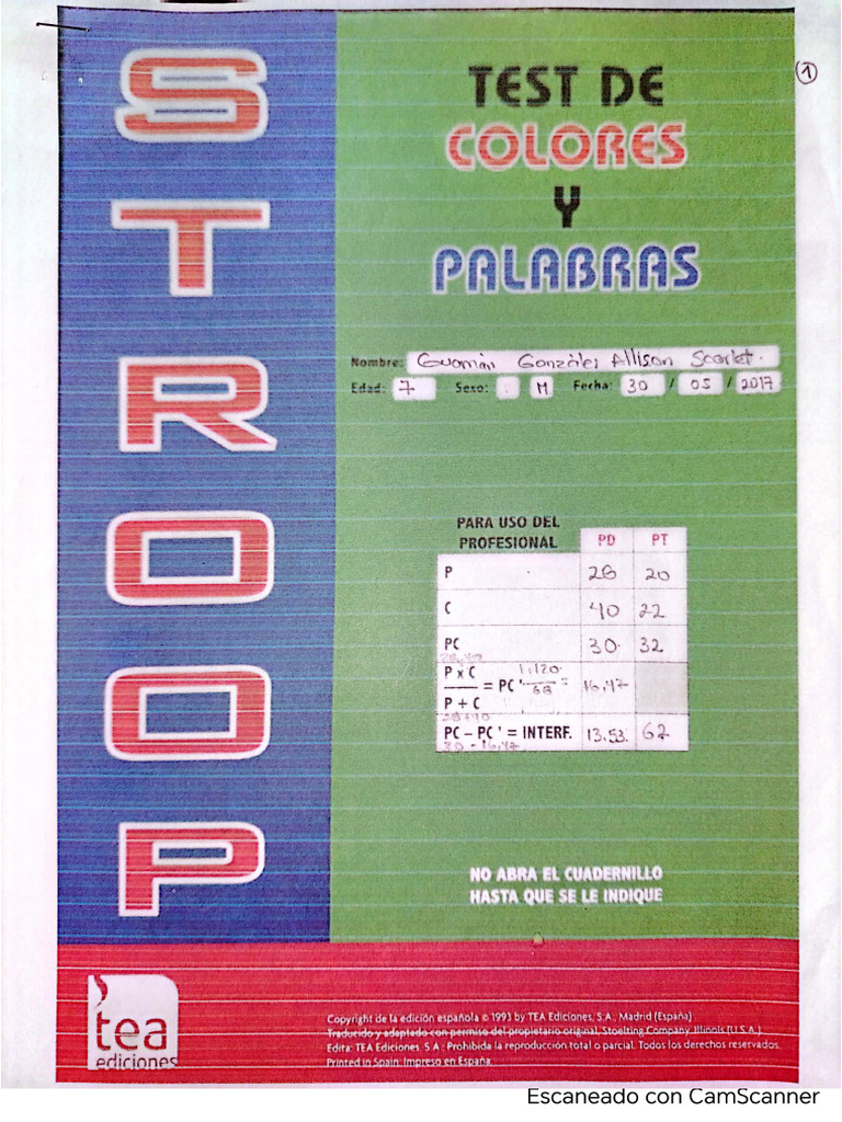 Test de Stroop | PDF