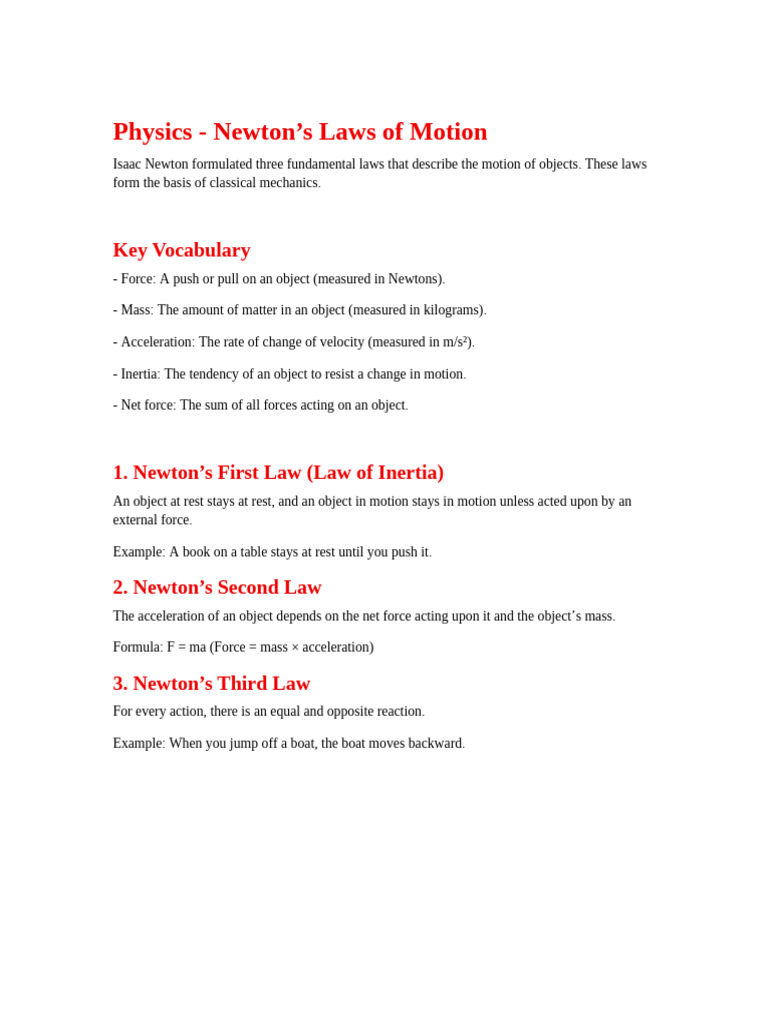 Physics - Newton's Laws of Motion | PDF