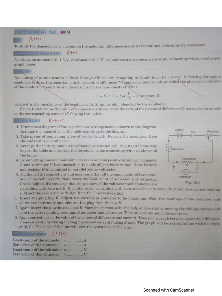 Grade 10 Phy Experiment No 9 | PDF
