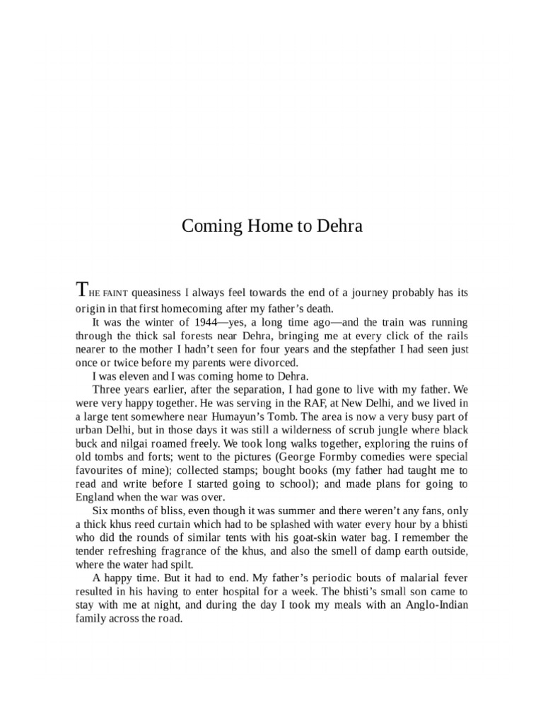 Coming Home To Dehra by Ruskin Bond | PDF