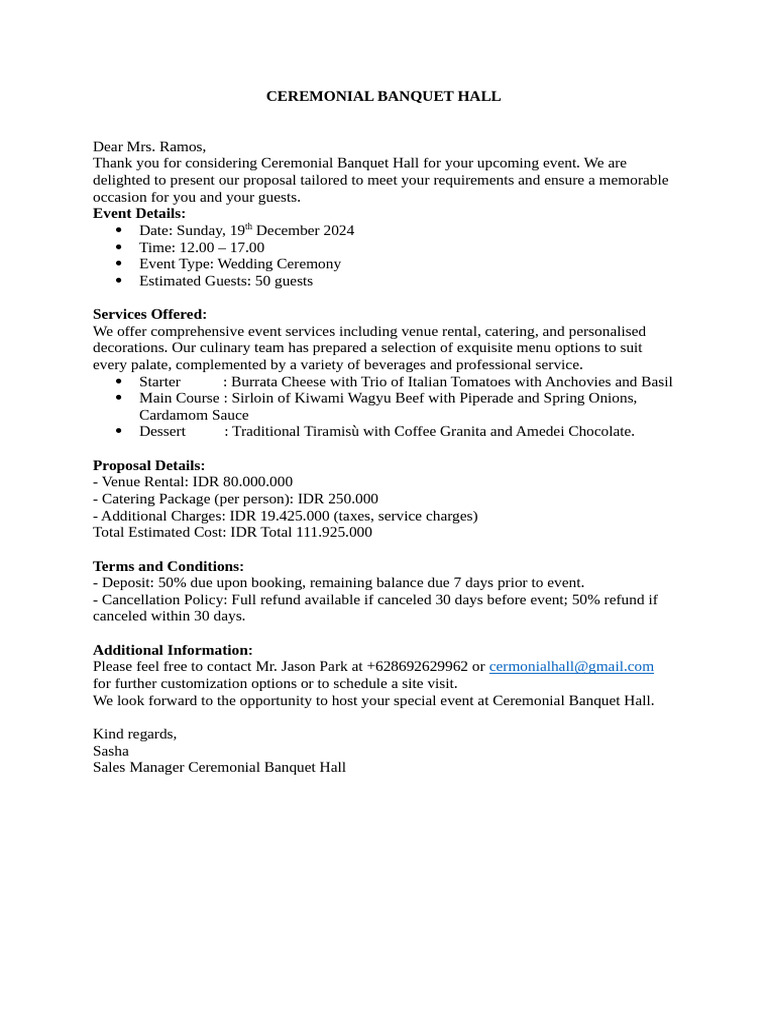 Banquet Proposal | PDF