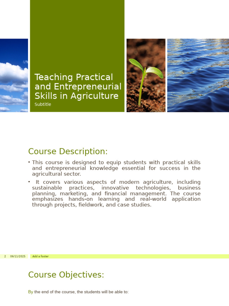 Teaching Practical and Entrepreneurial Skills in Agriculture | PDF ...