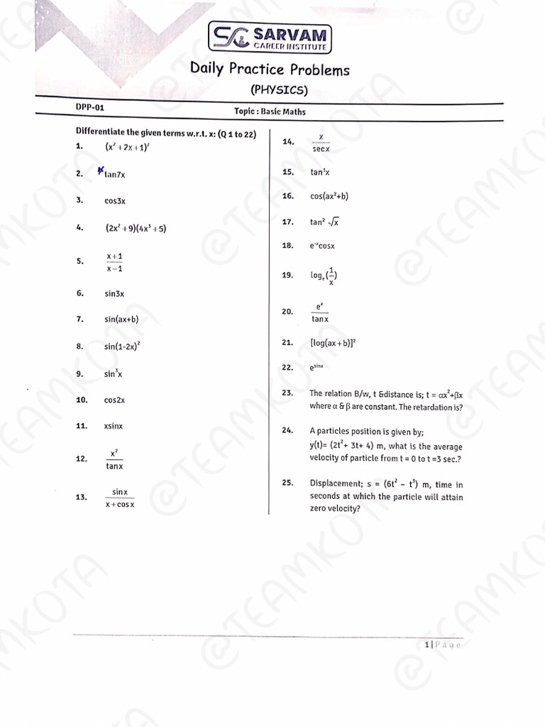 Calculus DPP 1+2 | PDF