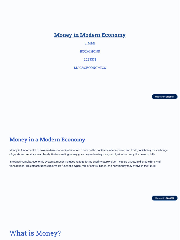Understanding Money in Modern Economy | PDF | Money | Central Banks