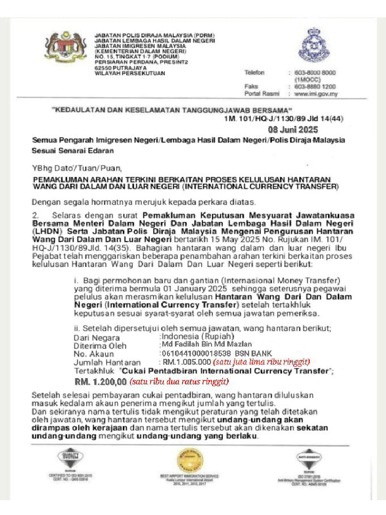 Surat Pengaktifan | PDF