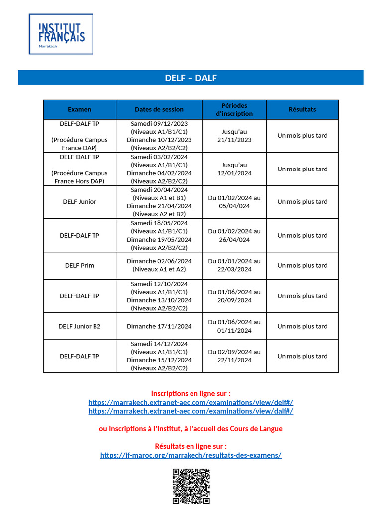 Prix TCF Maroc 2024 et Inscriptions | PDF | Tests standardisés ...