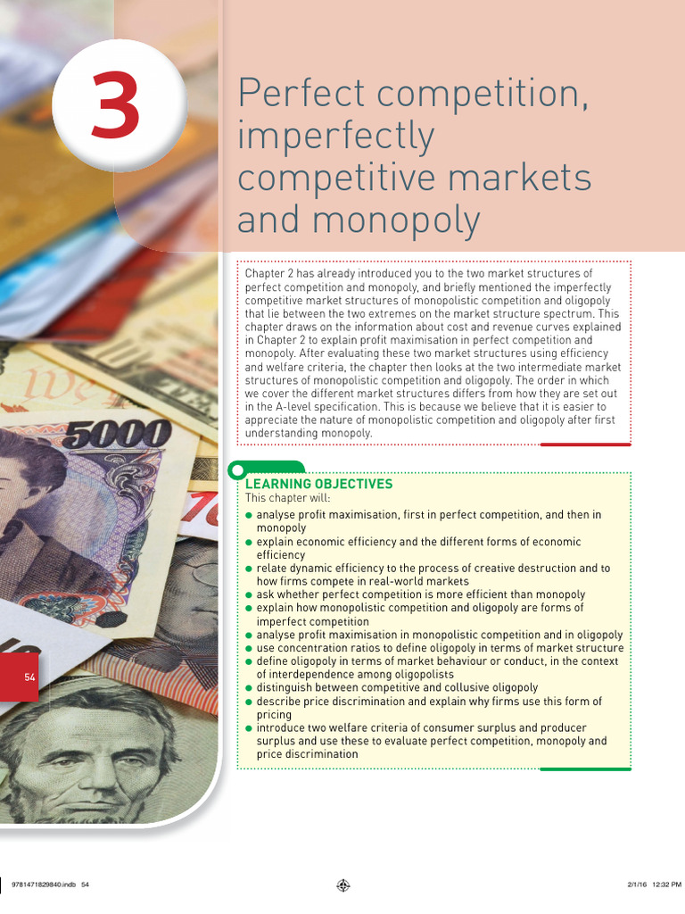 1.5 Perfect Competition, Imperfectly Competitive Markets and Monopoly ...