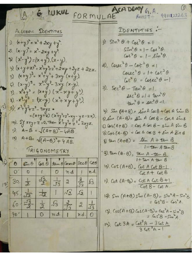 List of Formulas Class 12th | PDF