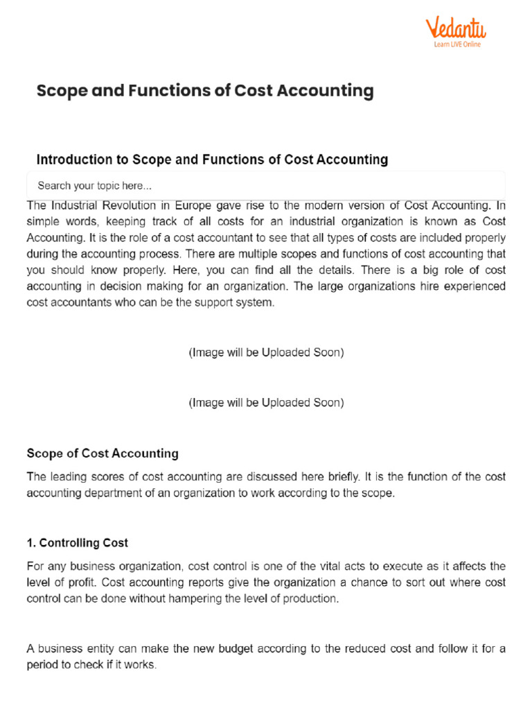 Scope and Functions of Cost Accounting | PDF