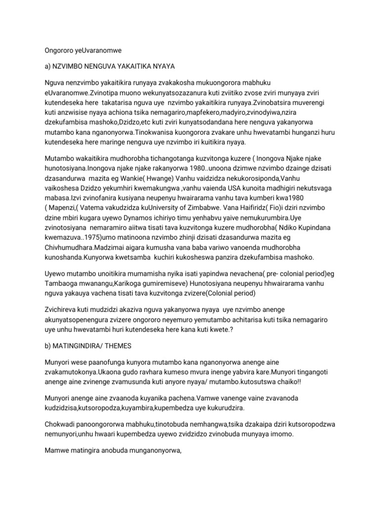 Ongororo Yeuvaranomwe | PDF