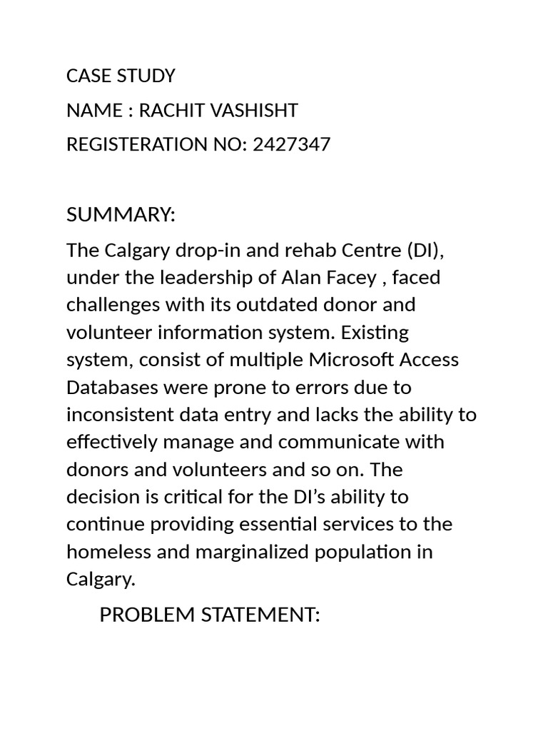 Rachit CASE STUDY Calgary | PDF