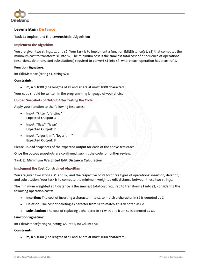 Levenshtein Distance Task | PDF | Mathematical Logic | Computing