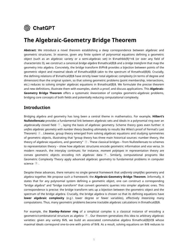 Algebraic-Geometry Bridge Theorem | PDF | Algebraic Geometry | Geometry