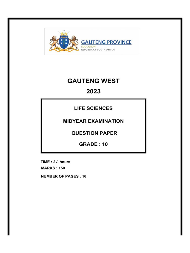 Grade 10 Final June Examination | PDF | Life | Biology