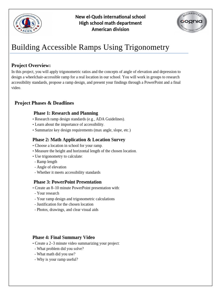 Trigonometry Ramp Project Handout | PDF | Trigonometry | Mathematics