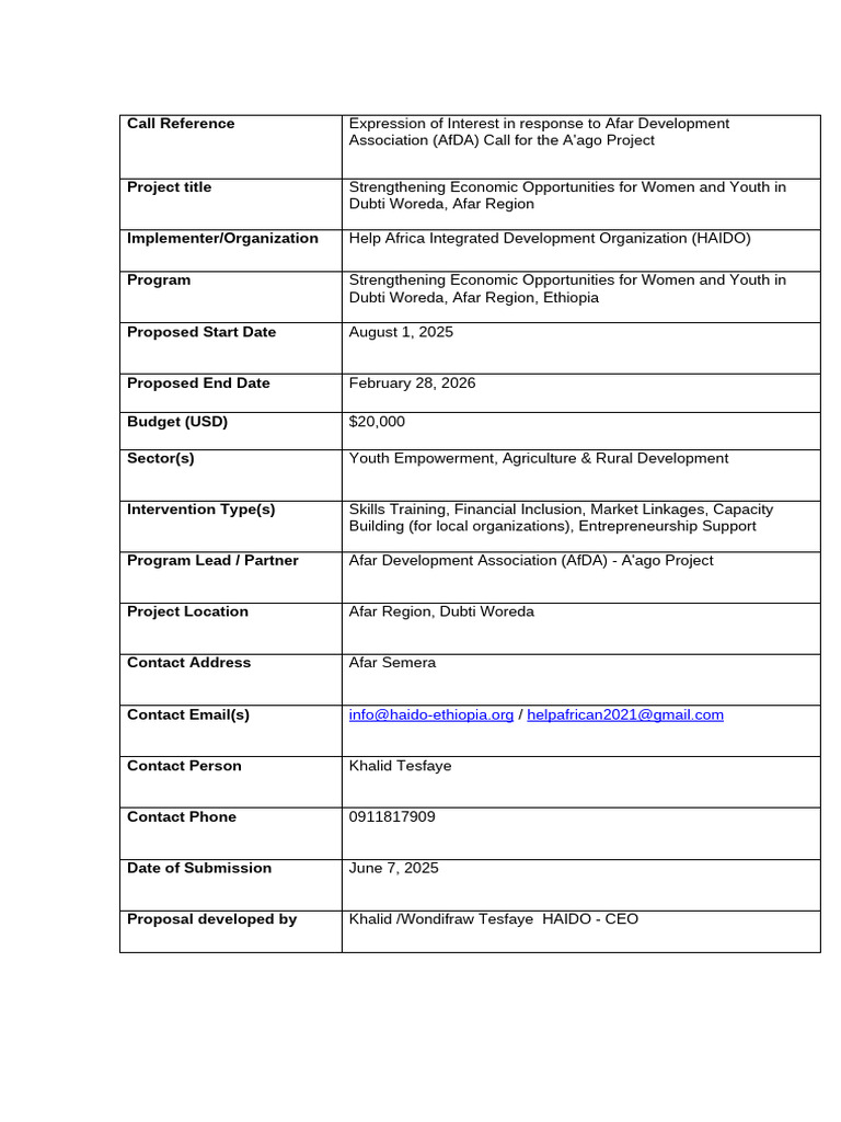 Project - Proposal - in - Response - To - AFDA-EoI - HAIDO - JUNE ...