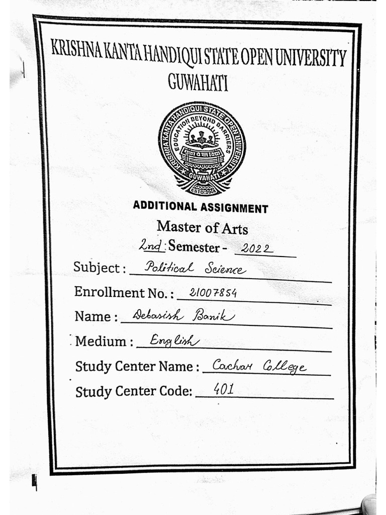 Political Science Additional Assignment Sem 2 | PDF