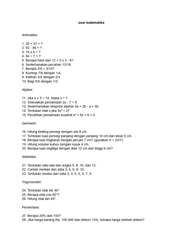 Soal Matematika | PDF