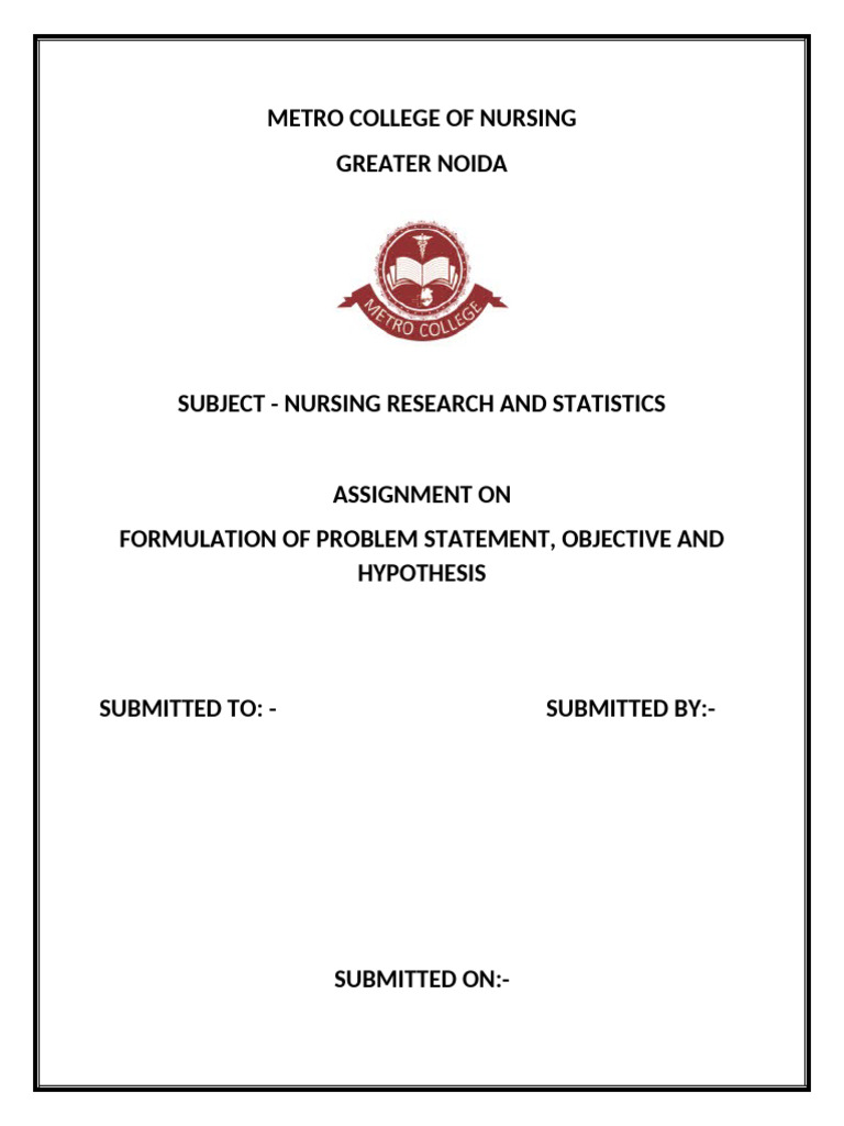 Formulation of Statement, Objectives, Hypothesis | PDF | Hypothesis | Theory