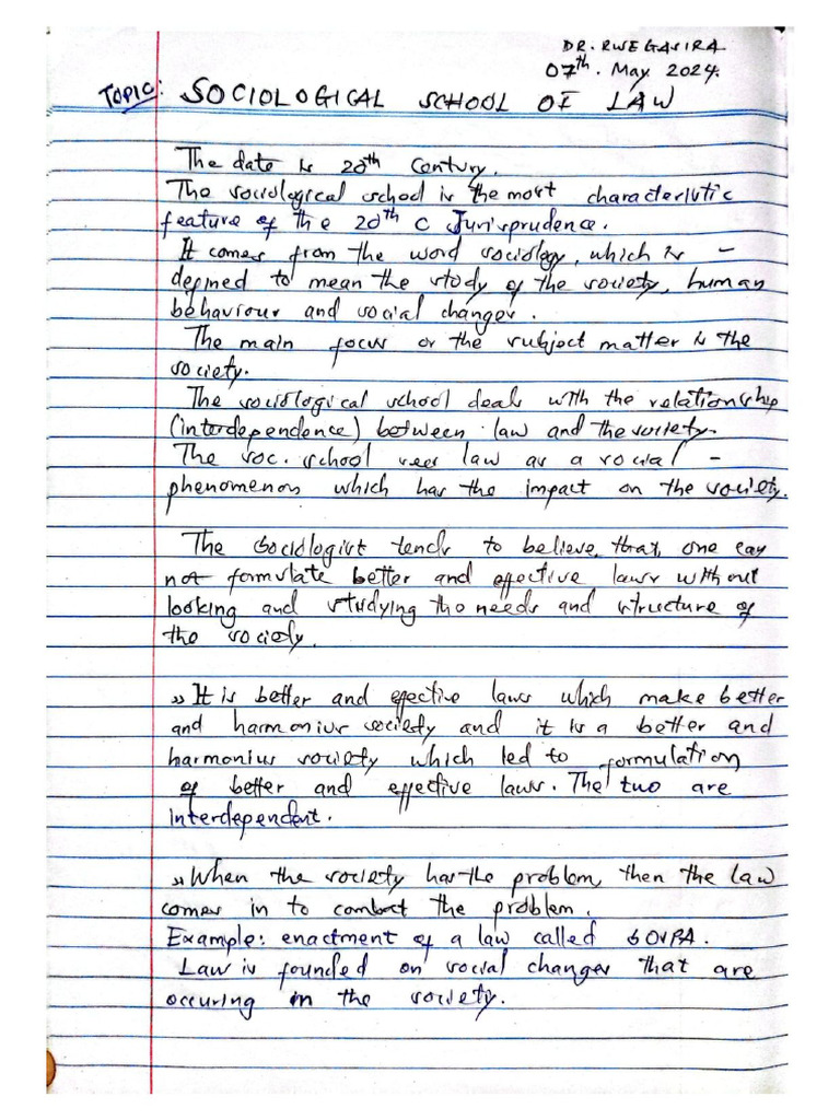 Sociological School, Dr. Rwegasira | PDF