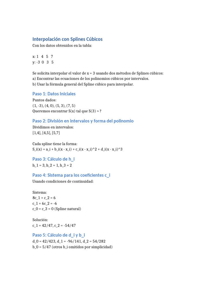 Interpolacion Splines Cubicos x3 | PDF