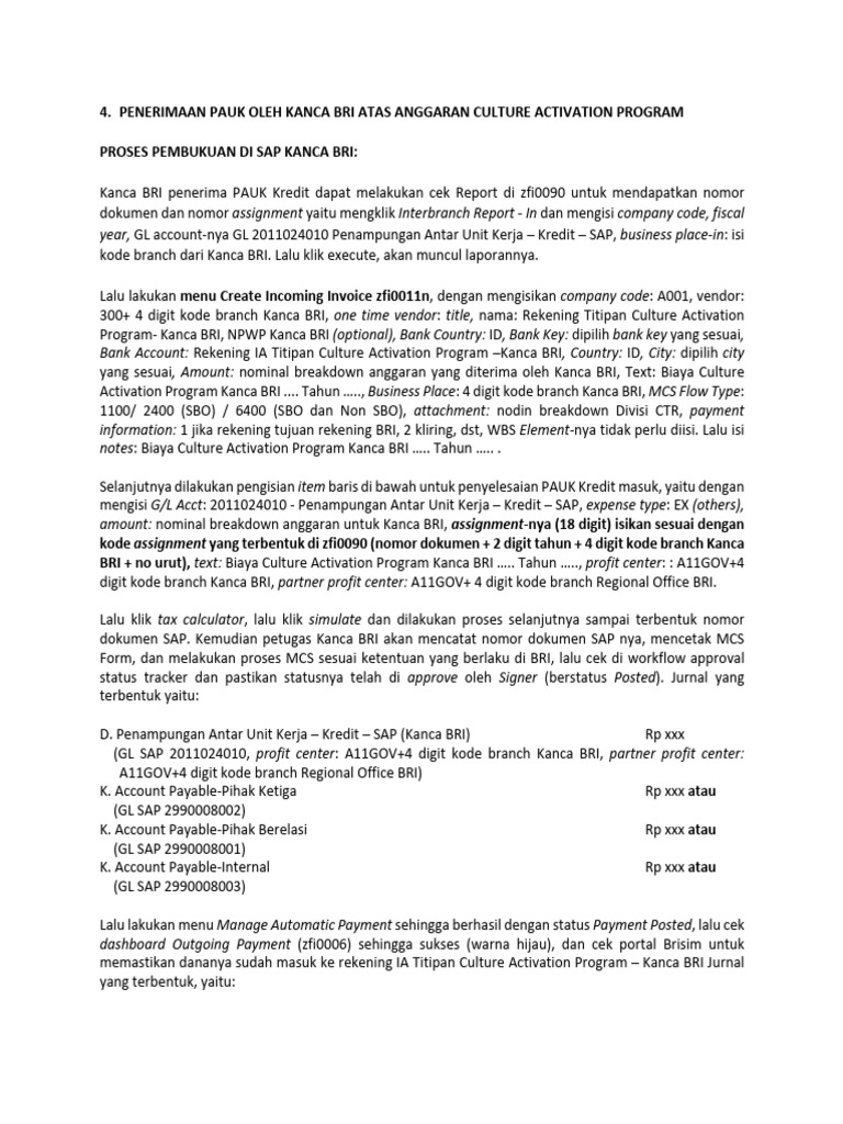 Petunjuk Pembukuan Culture Activation Program Regional Office3-4-8-9-1 | PDF