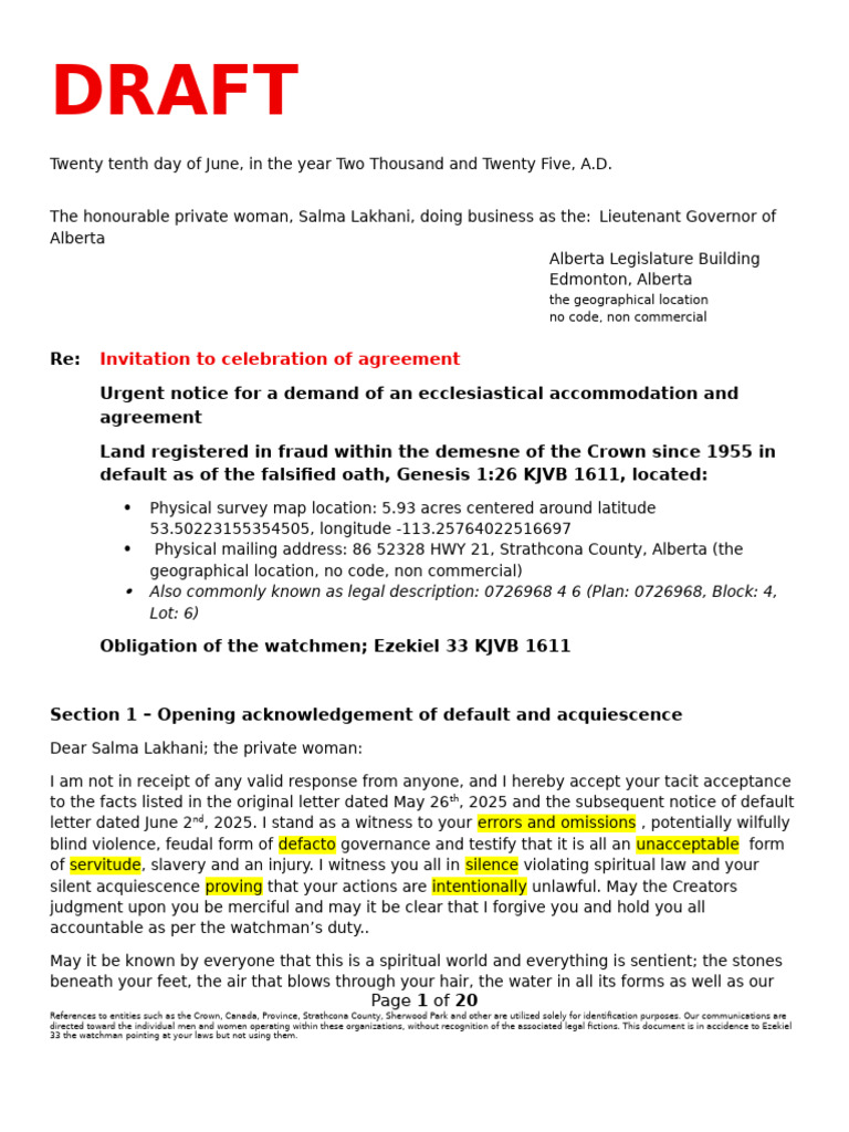 Ryan Invitation To Celebration of Agreement To LT Gov of Alberta 2025-06-10 | PDF | Fiduciary | Thou