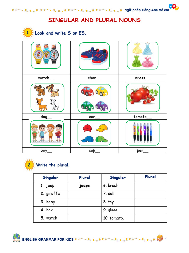 Grammar 1 - Singular and plural Noun Worksheet | PDF | Linguistic ...