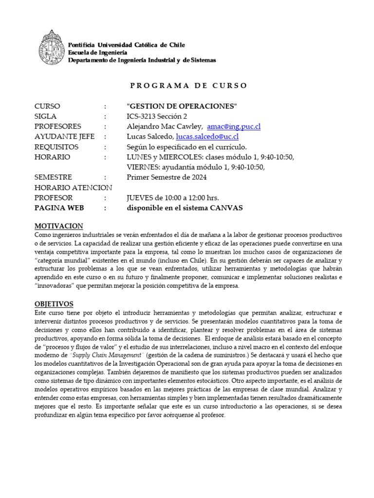 ICS3213 Programa S2 2025 1 | PDF | Toma de decisiones | Cadena de ...