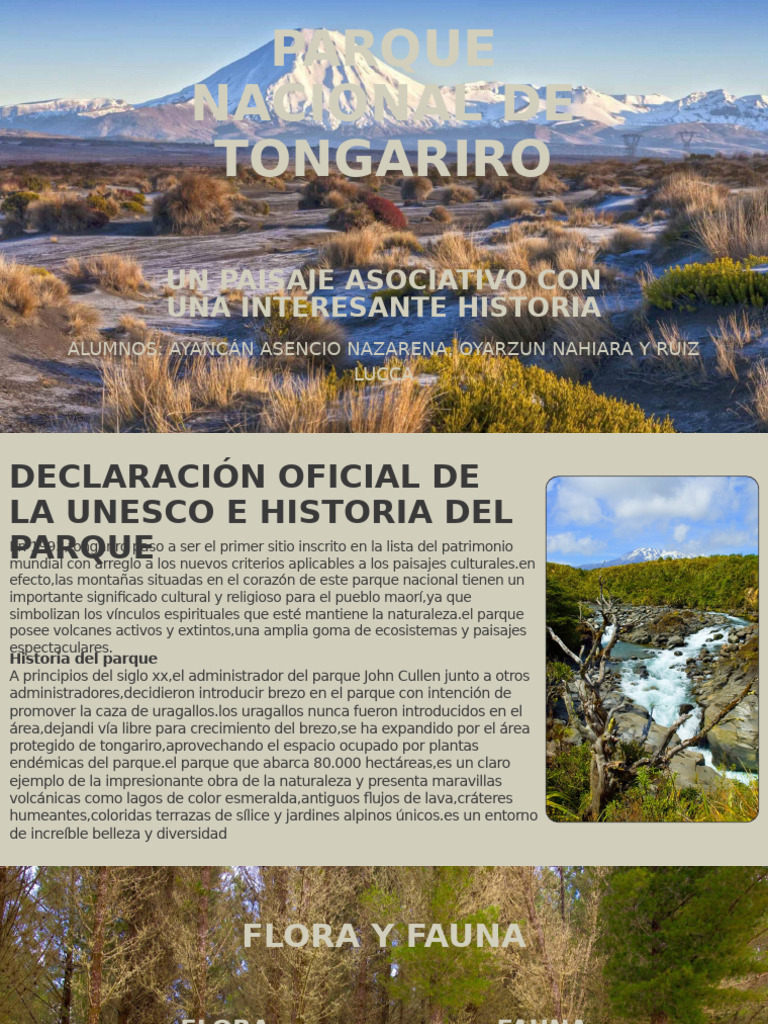 Fama del Parque Nacional Tongariro | PDF | Nueva Zelanda | Parques