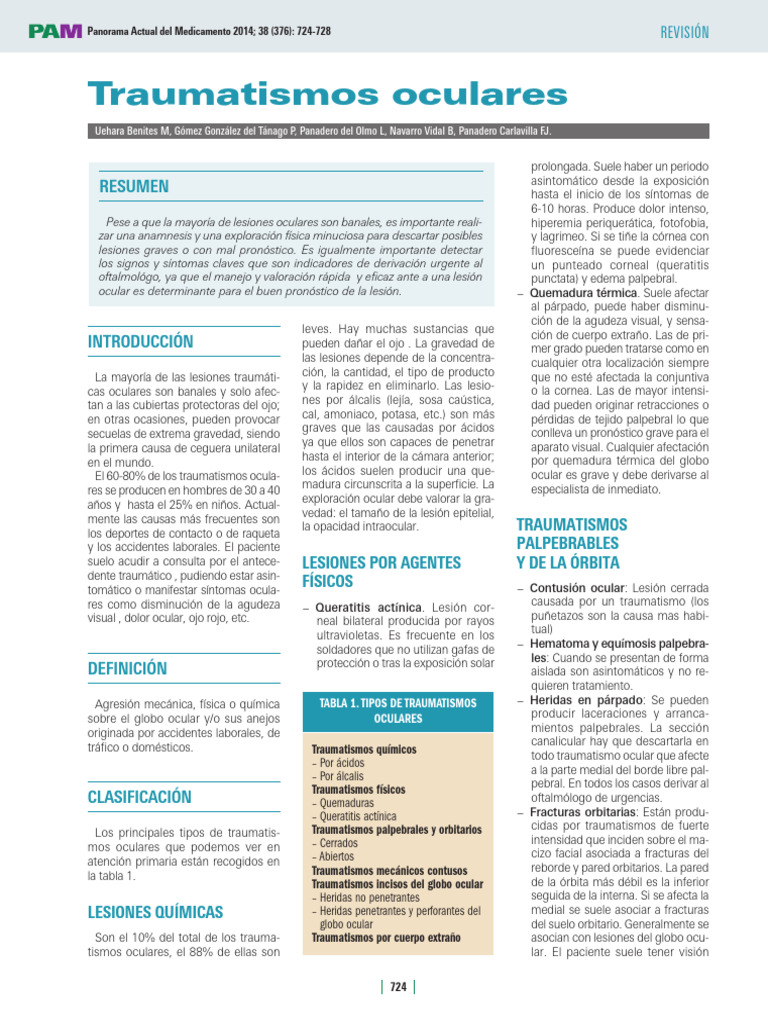 Traumatismos Oculares | PDF | Enfermedades y trastornos | Medicina CLINICA