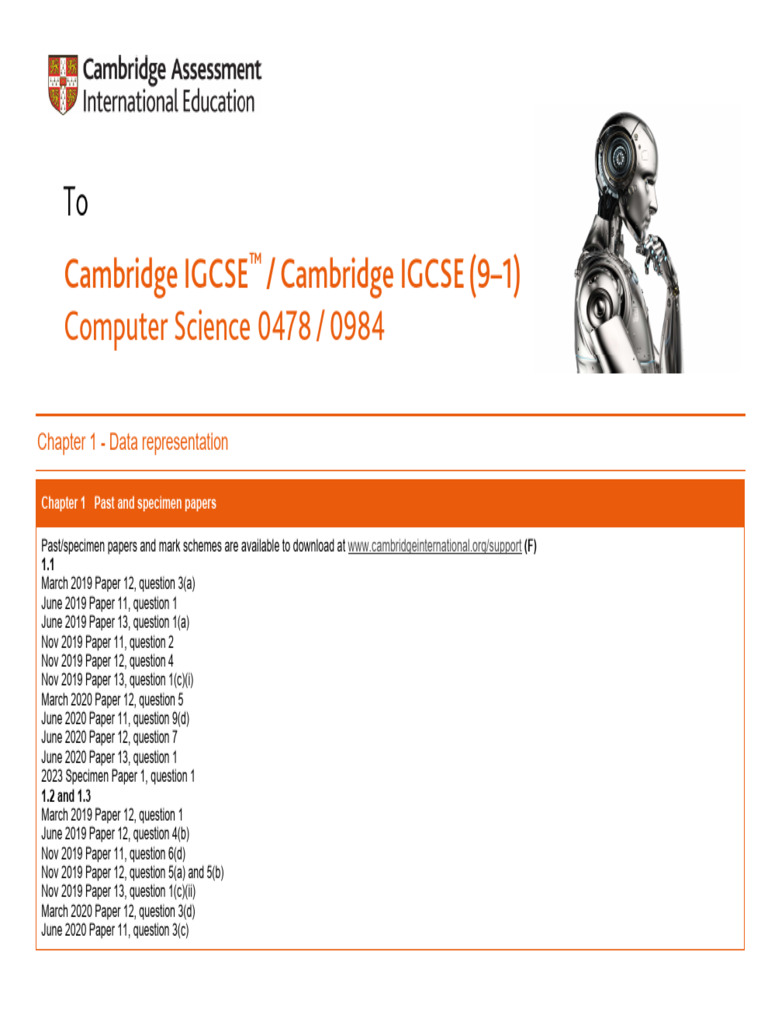 Topical Past Papers Questions List 0478-2210 | PDF | Computer ...